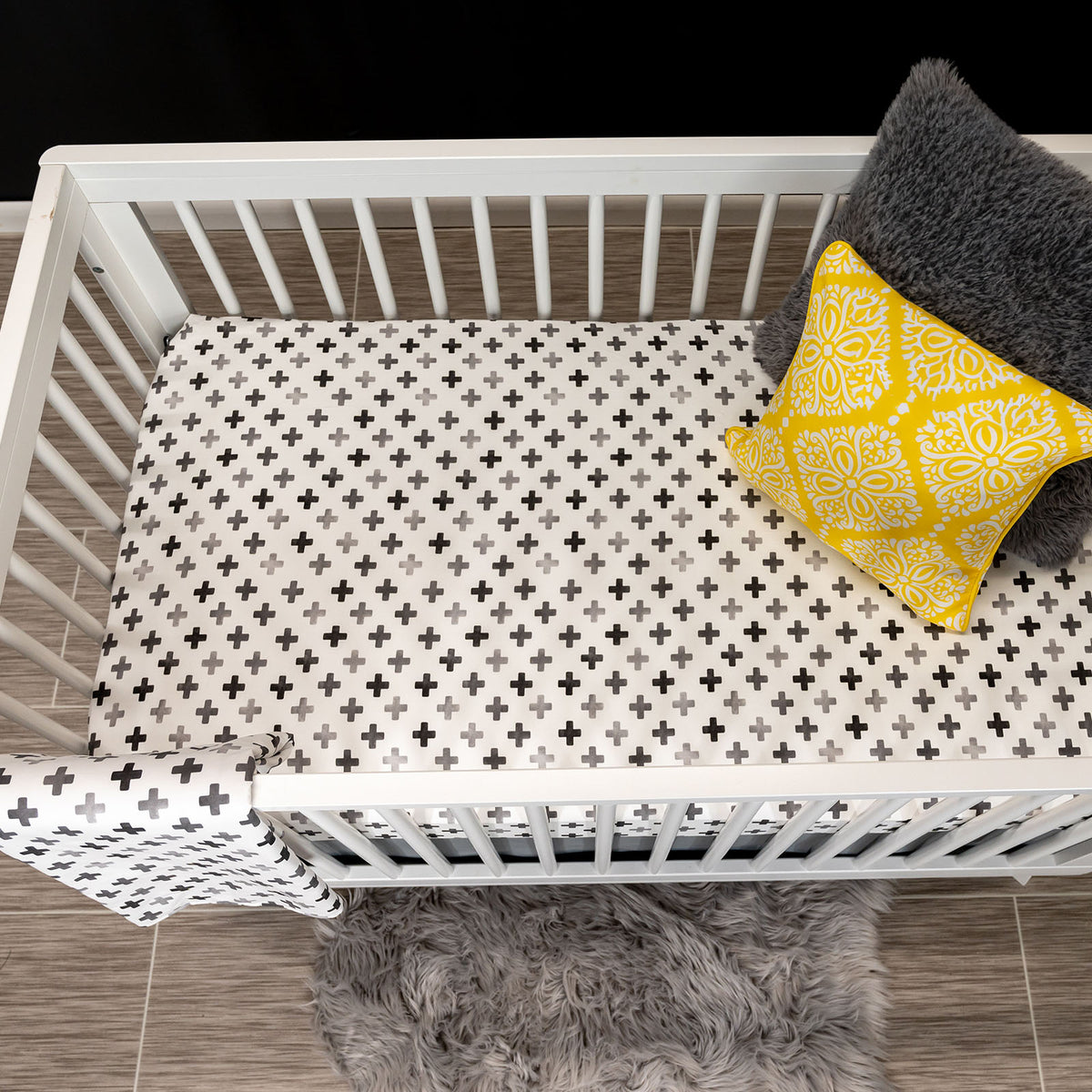 OLLI+LIME | Hugo's Hazy Cross Crib Bedding Set | Gray Swiss Cross ...